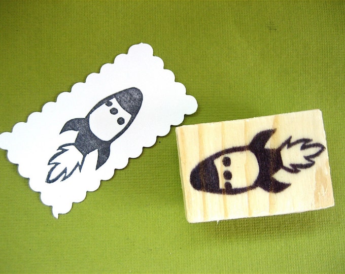 Hand Carved Rocket Rubber Stamp - Etsy