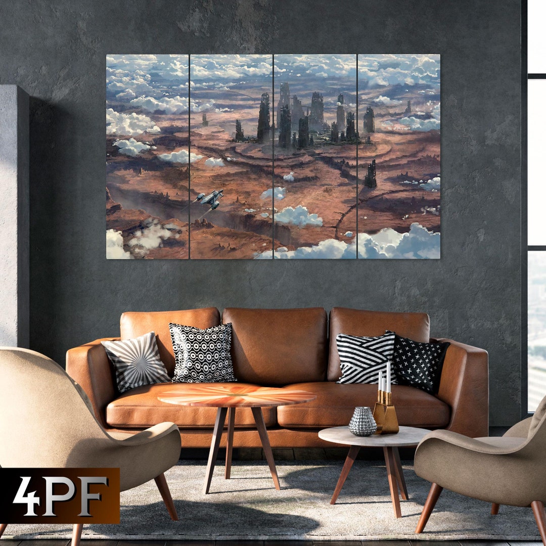 Space Station Wall Art, Space Wall Decor, City Planet Art, Starship ...