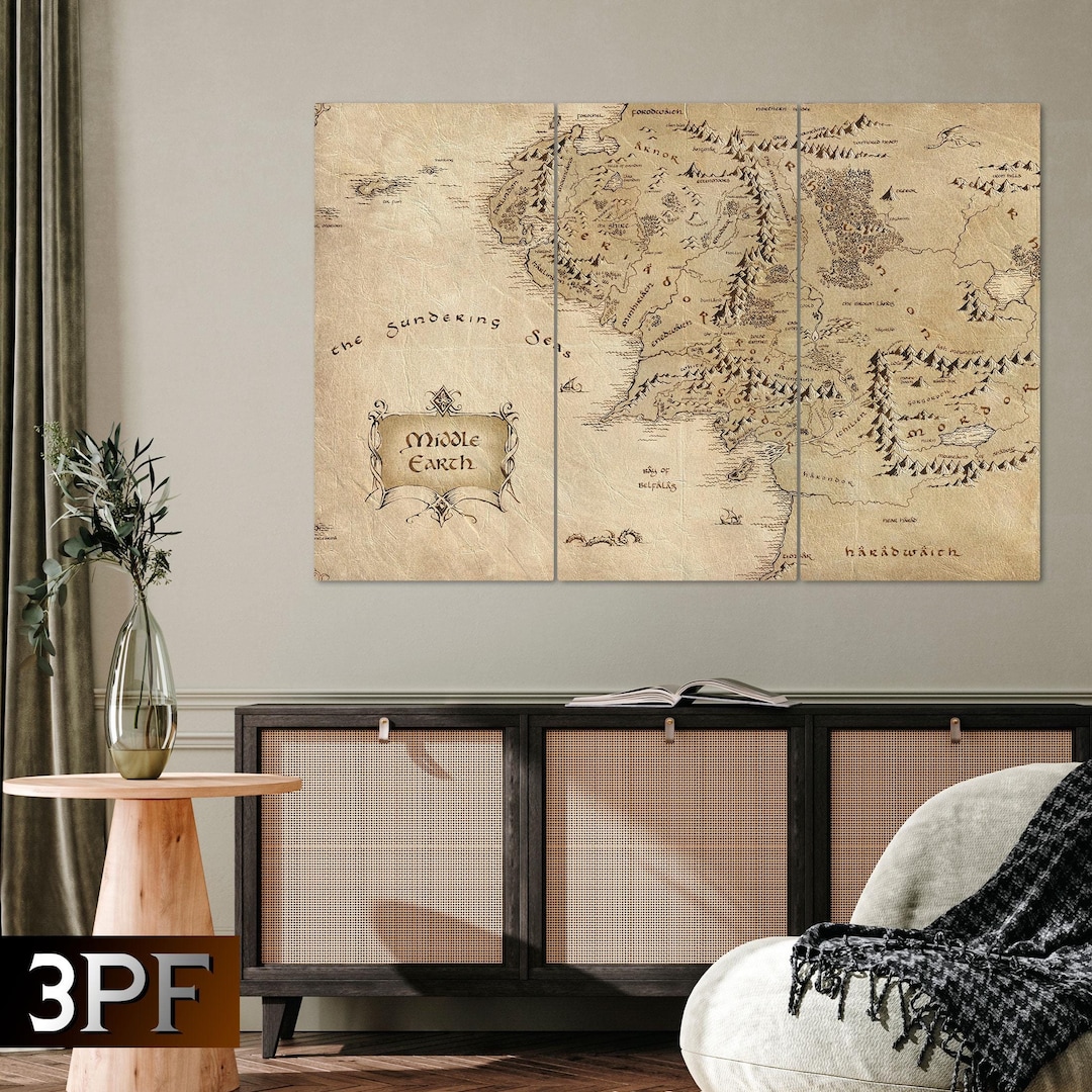Map of Middle Earth, Map of Game, Map Canvas, Lotr Art, Lotr Canvas ...