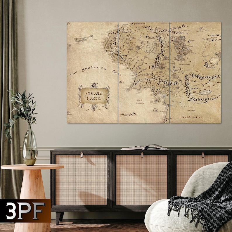 Map of Middle Earth, Map of Game, Map Canvas, Lotr Art, Lotr Canvas ...
