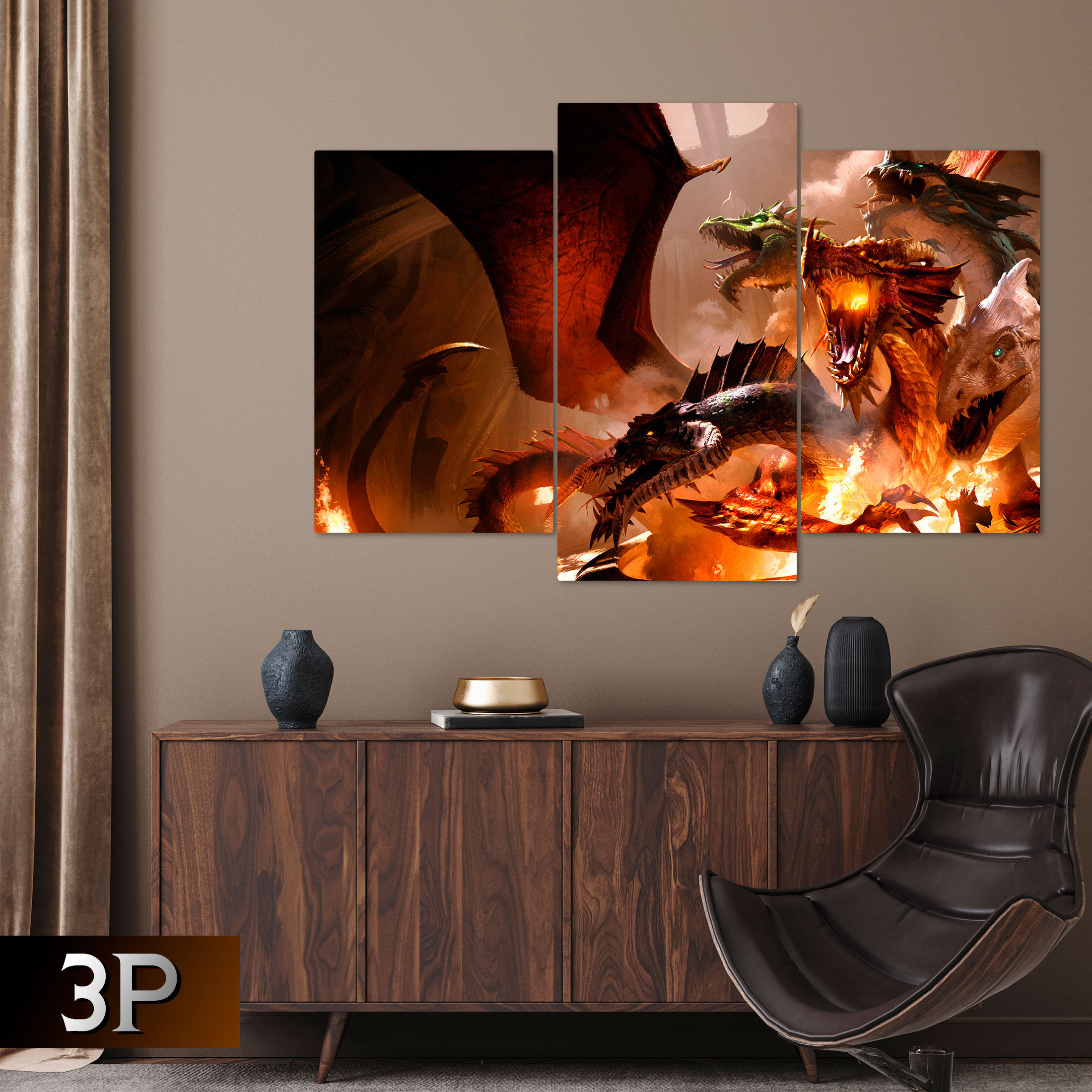 Tiamat Wall Art, Dnd Canvas, Battle Art, Fantasy Print, Dangeon and ...