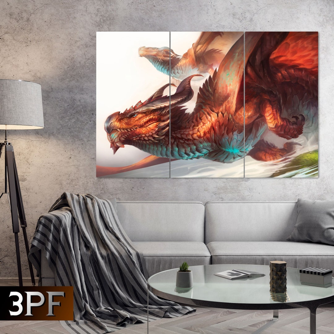 Dragons Wall Decor, Dangeon and Dragons, Geek Gift, Dnd Canvas, Fantasy ...