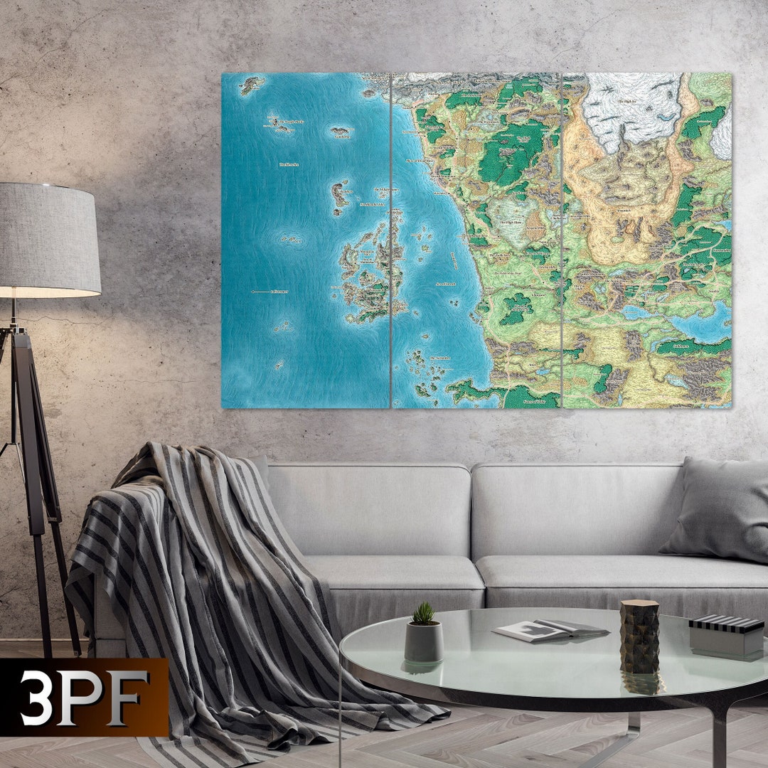Dnd Map Print, Dangeon and Dragons, Map Canvas, Fantasy Canvas, Geek ...