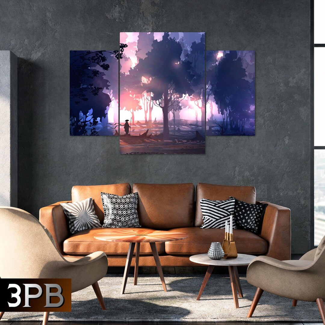 Landscape Fantasy Art, Fantasy Wall Decor, Forest Wall Art, Night ...