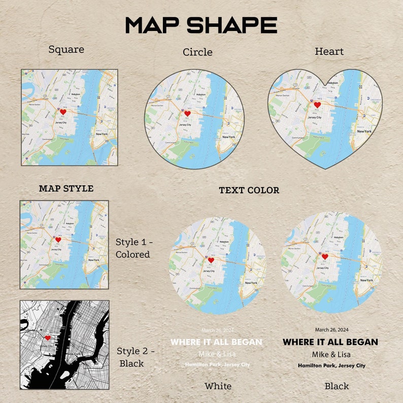 Where We First Met Map, Anniversary Gift for Him, Map Our First Date ...