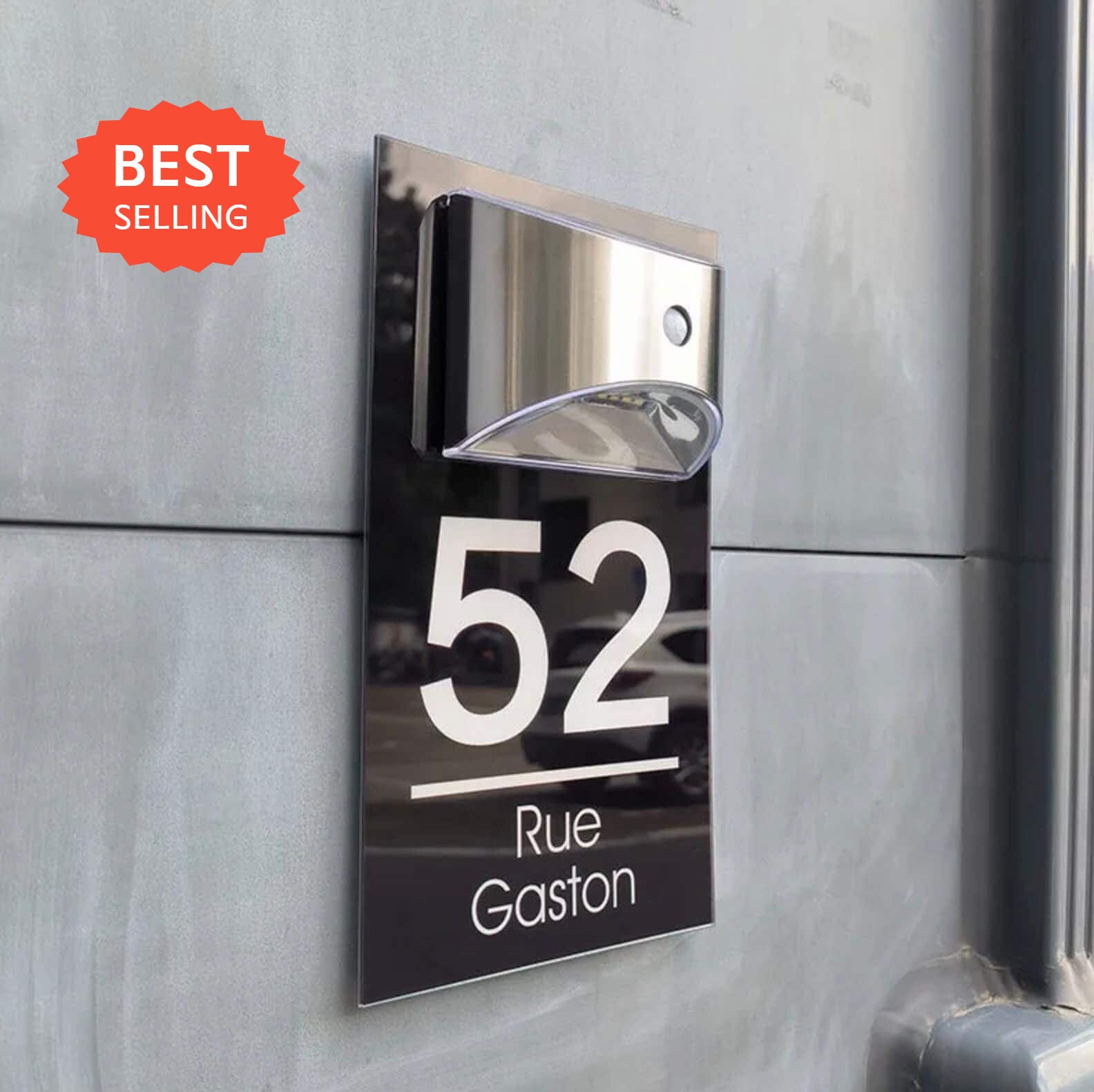 Personalized Solar LED Modern House Number Door Plaque Sign Illuminate ...