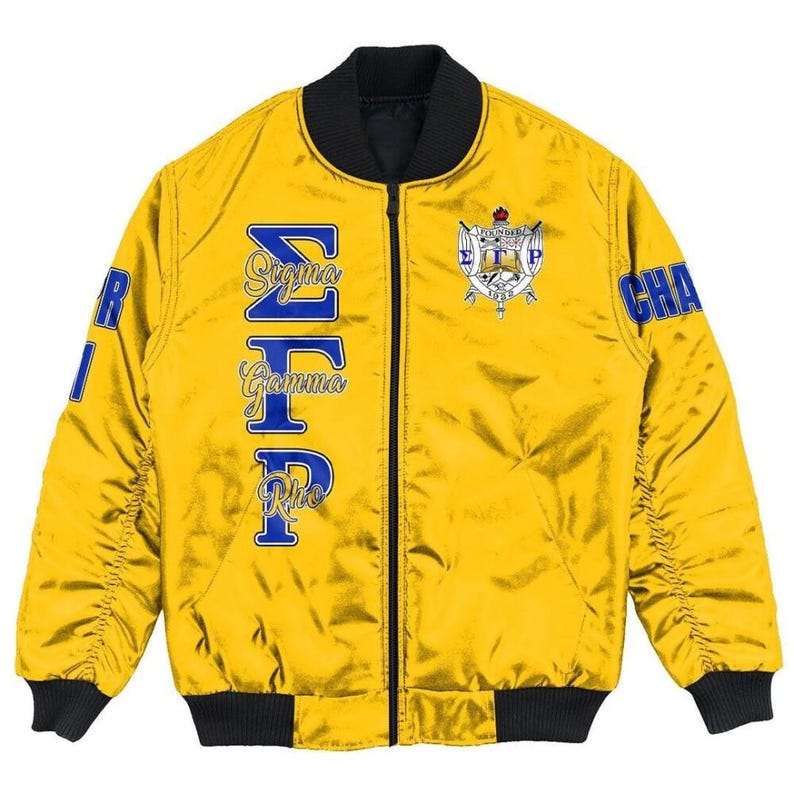 Sigma Gamma Rho Bomber Jackets, Personalized Sigma Gamma Rho Gold ...