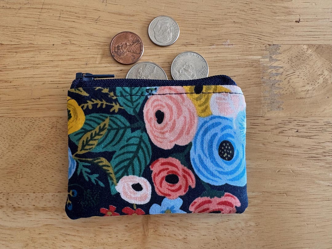Rifle Paper Co. Floral Navy Blue Zipper Pouch – Tiny Coin Purse, Air ...
