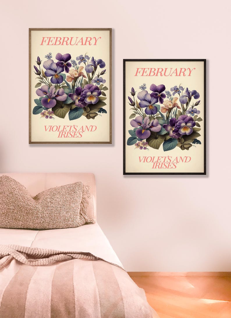 Vintage February Birth Flowers Digital Art, Literature Reference Style ...