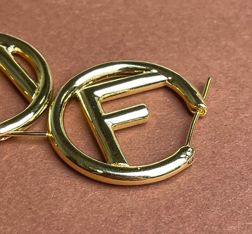 Vintage Fendi Classic Gold Fendi Hoop Earrings 3cm Size - Etsy