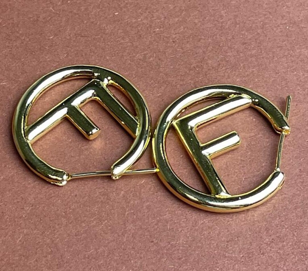 Vintage Fendi Classic Gold Fendi Hoop Earrings 3cm Size - Etsy