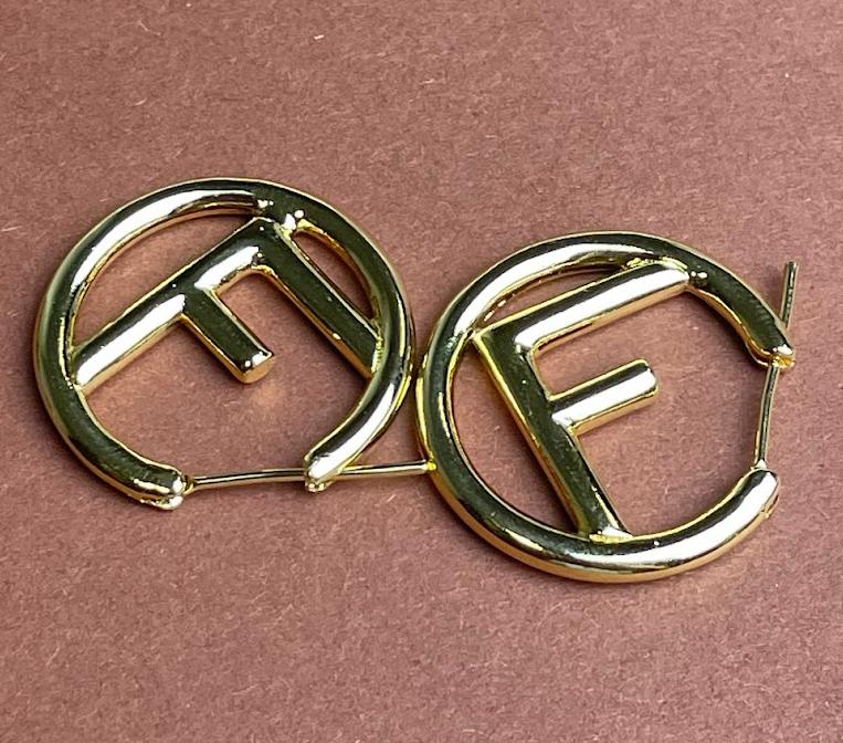 Vintage Fendi Classic Gold Fendi Hoop Earrings 3cm Size - Etsy