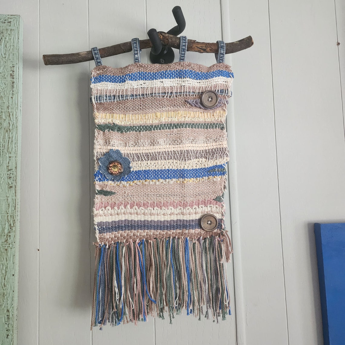 Dash of Denim. Wall Hanging With Upcycled Denim and Buttons. Boho ...