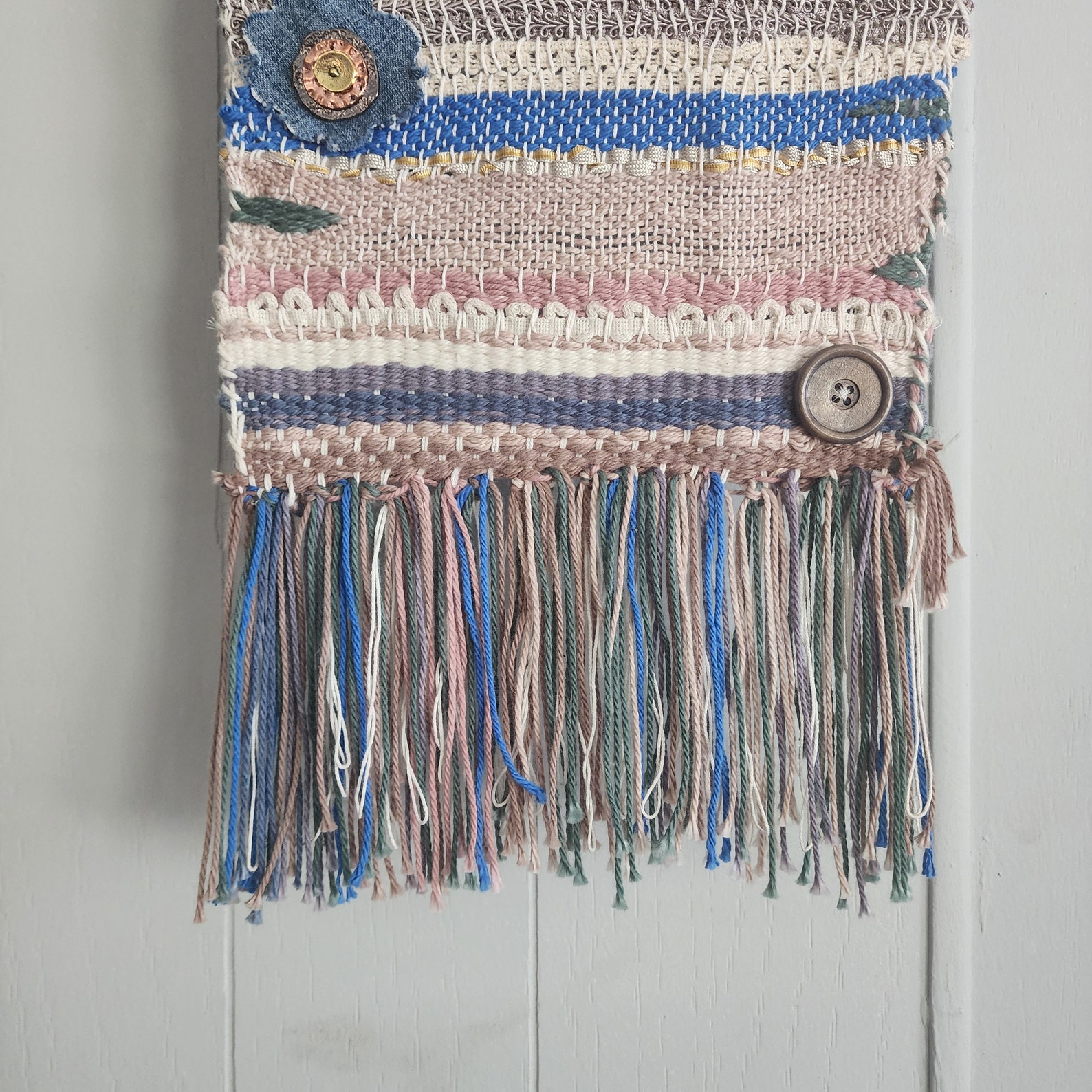 Dash of Denim. Wall Hanging With Upcycled Denim and Buttons. Boho ...