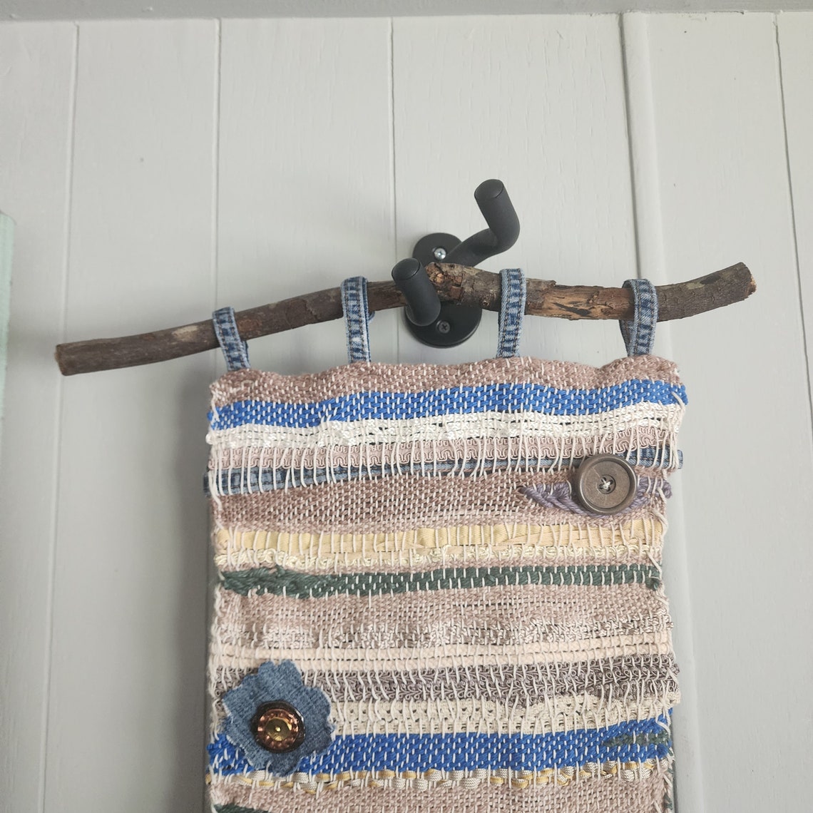 Dash of Denim. Wall Hanging With Upcycled Denim and Buttons. Boho ...