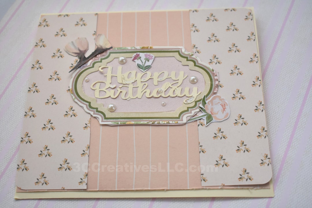 Peach Coquette Birthday Card - Happy Birthday! - Blank Inside- MTO - Etsy