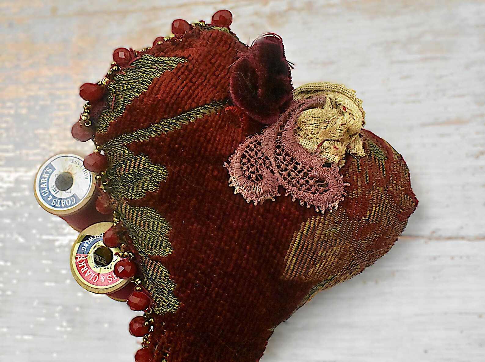 Beaded Red Velvet Heart Ornament | 100% Unique Handmade Boho Decor - Etsy