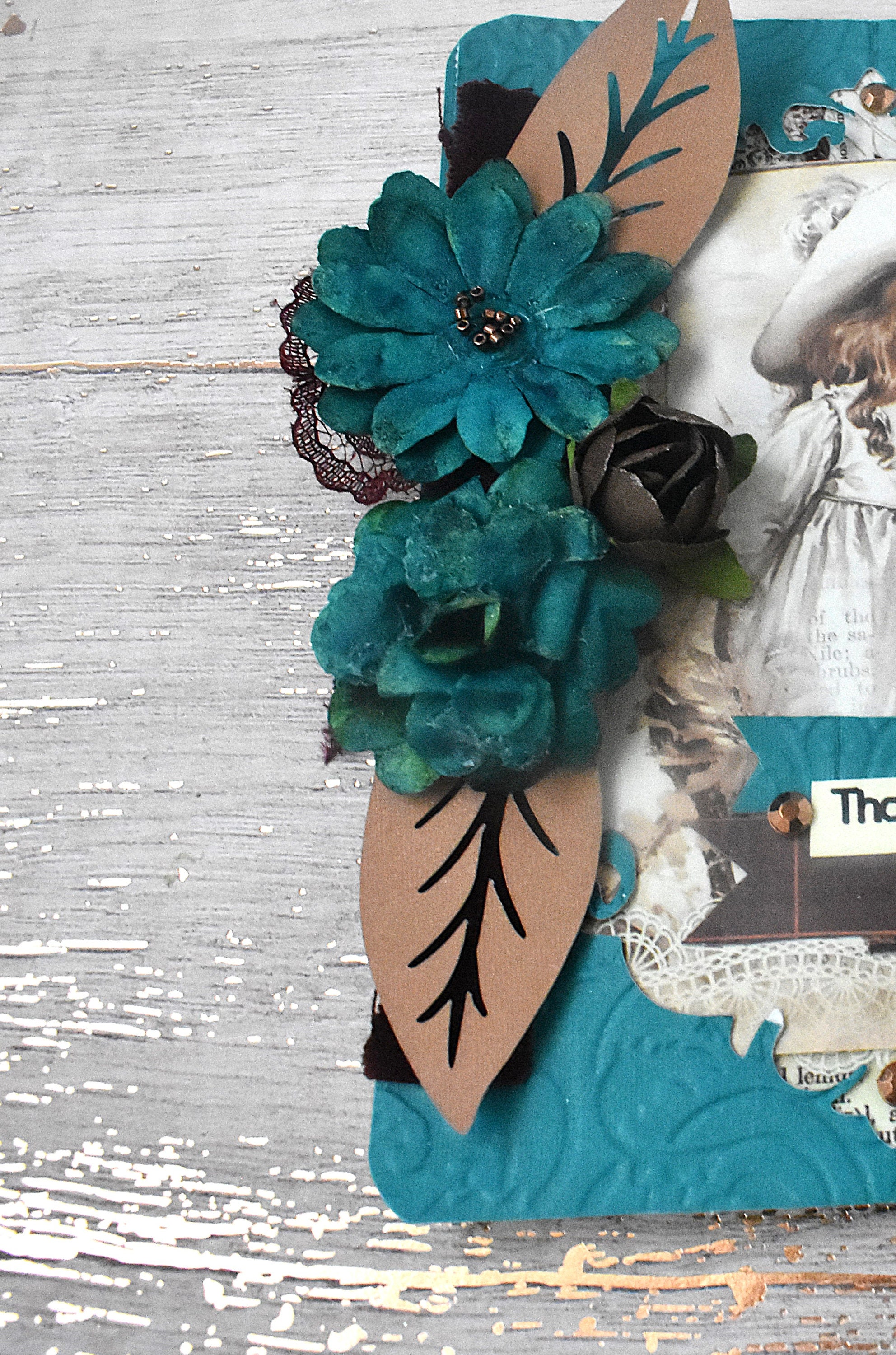 Handmade Victorian Fall Themed Card-teal Blue and Tan Handcrafted ...