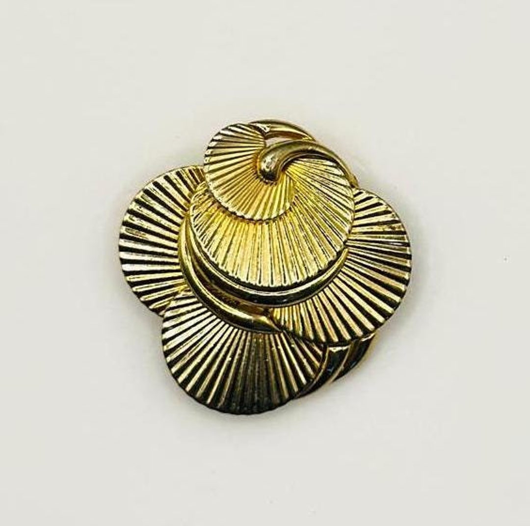 Marcel Boucher 6183 Asian Fan Pin Brooch Vintage Gold Tone - Etsy