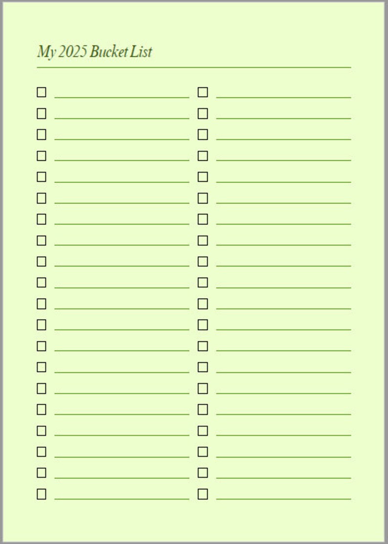 2025 Bucket List, Checklist, Tick off List, Simple Design, Simple Tasks ...