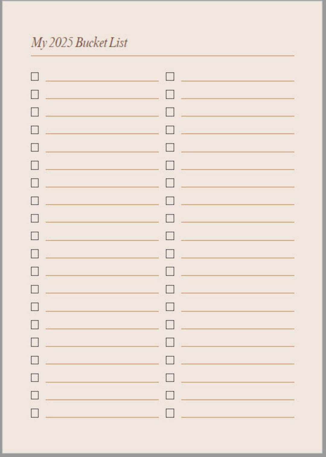 2025 Bucket List, Daily Checklist, Checklist, To-do List, Simple Design ...