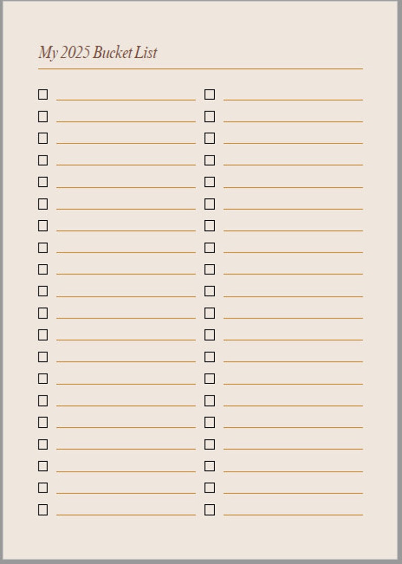 2025 Bucket List, Daily Checklist, Checklist, To-do List, Simple Design ...