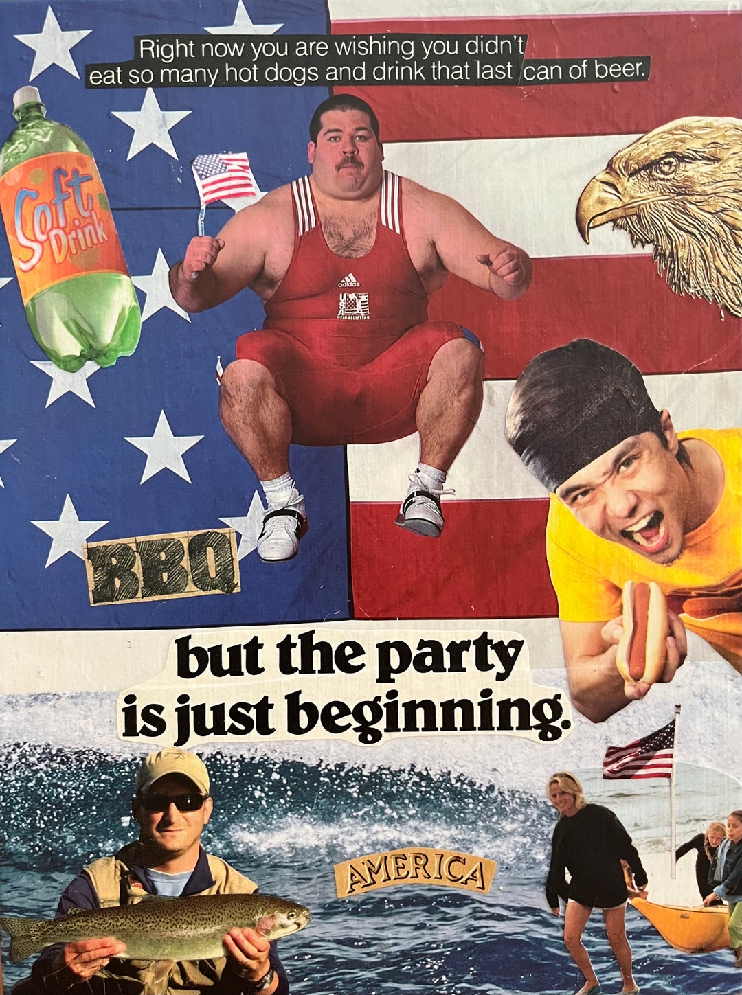 Handmade Analog Magazine Paper Collage summer Has Begun in America 6x8 ...