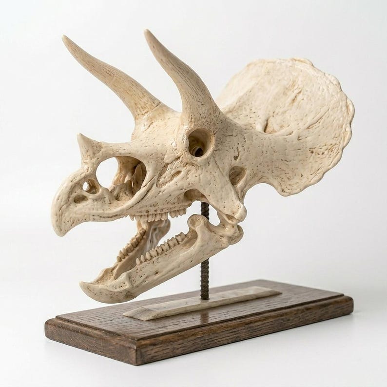 Triceratops Skull Replica: 3D Fossil Scan, Hand-painted Mixed Media ...