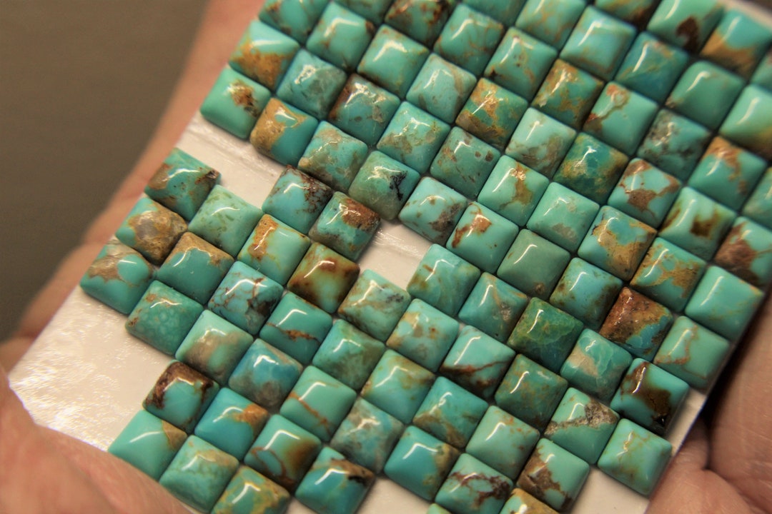 5mm Square Turquoise With Matrix - Etsy