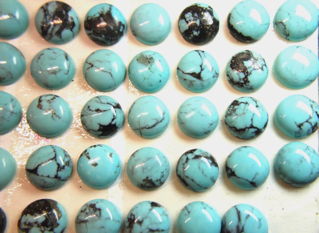 8mm Kingman Round Cabochons--baby Blue With Matrix - Etsy
