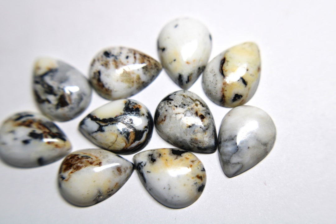 Natural White Buffalo Teardrop Cabochons--11x15mm One Lighter Stone ...