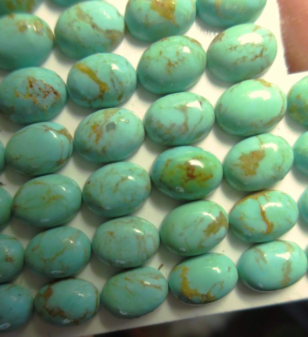 6x8 Kingman Turquoise Cabochons-light Blue/green With Matrix - Etsy