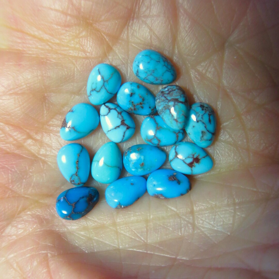 Prince Egyptian Blue Turquoise--5x7mm Pear/teardrop Cabochons--small ...