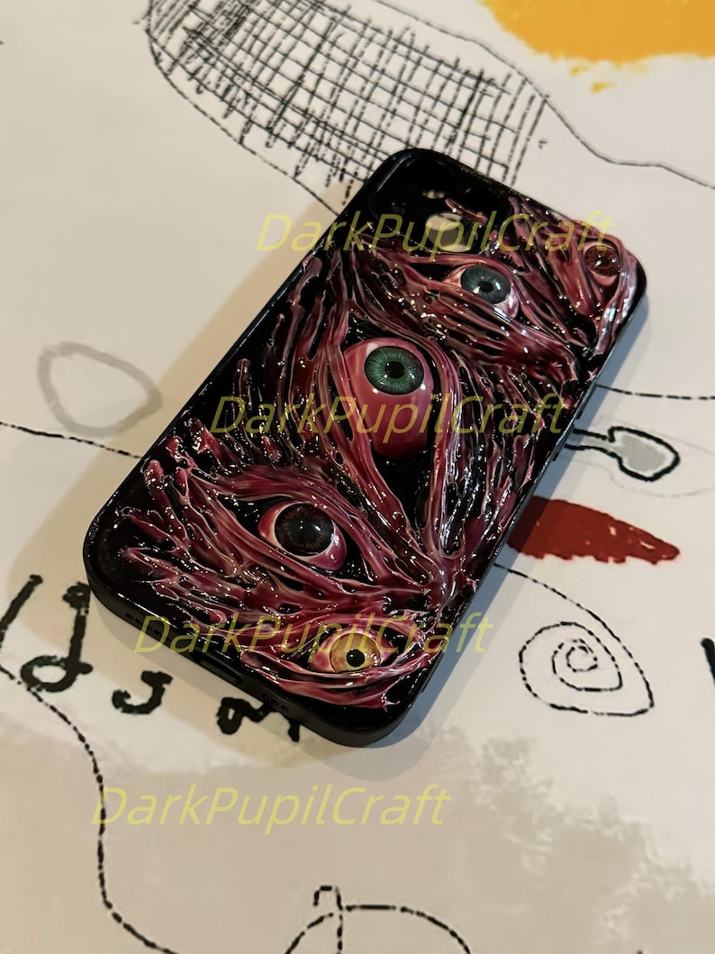 Handmade 3D Veined Texture Gothic Phone Case With Eyeballs, Weird Core ...