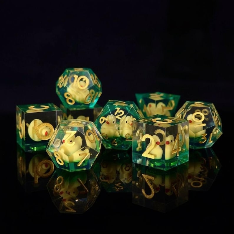 DND Dice Set – Handmade Resin Sharp Edge Duck Dice, Novelty RPG Gift ...