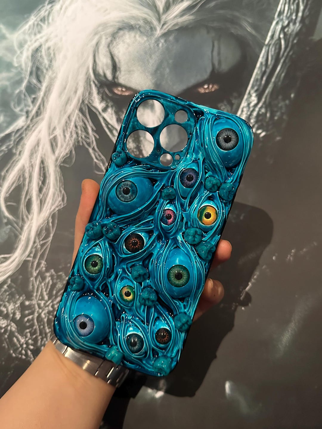 Horroreyeart 3D Human Eyes & Teeth Phone Case, 16 15 14 12 Mini 11 SE 8 ...