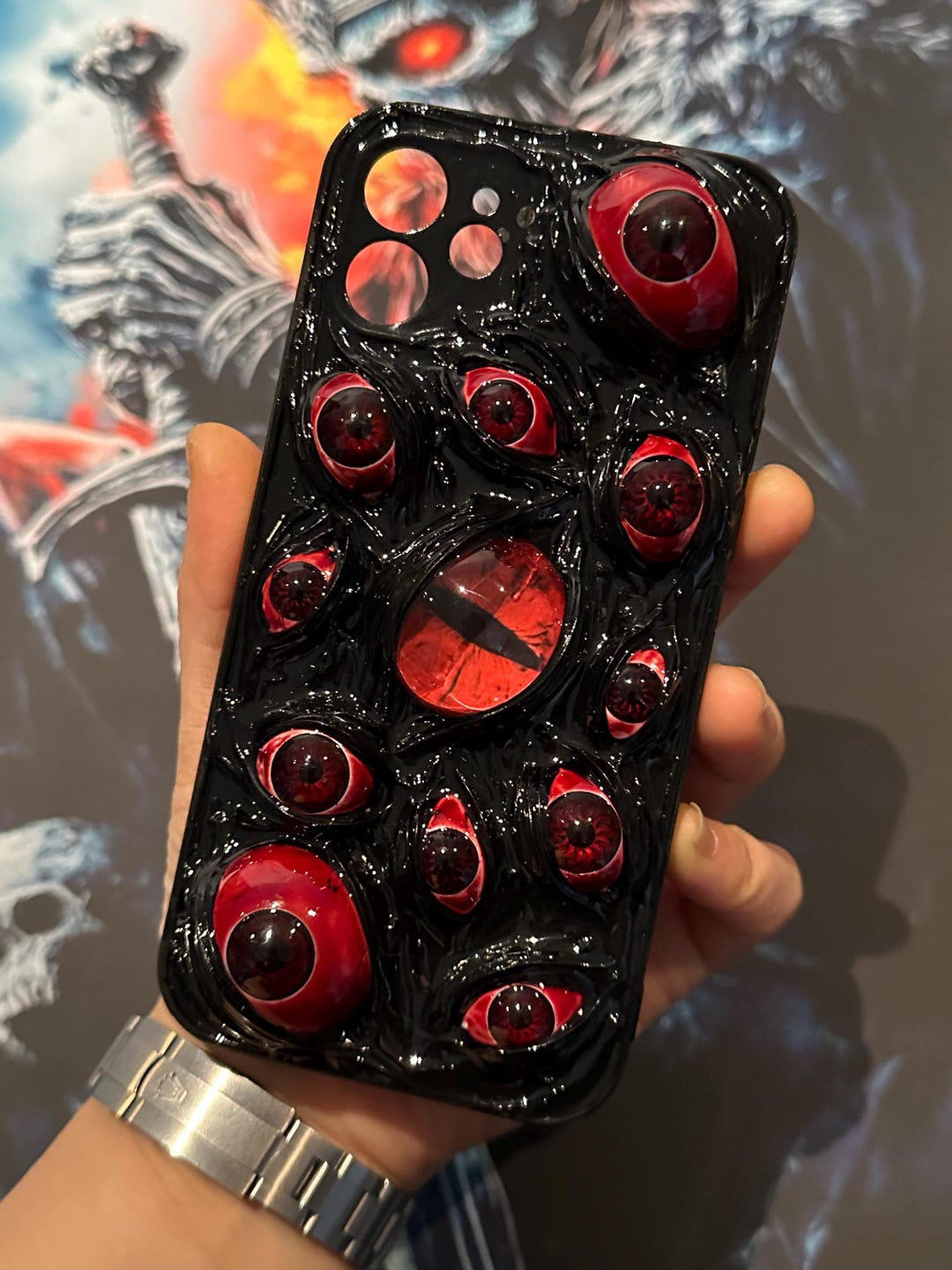 Creepy 3D Red Human Eyes & Cat Eye Goth Case, 16 15 14 12 Mini 11 SE 8 ...