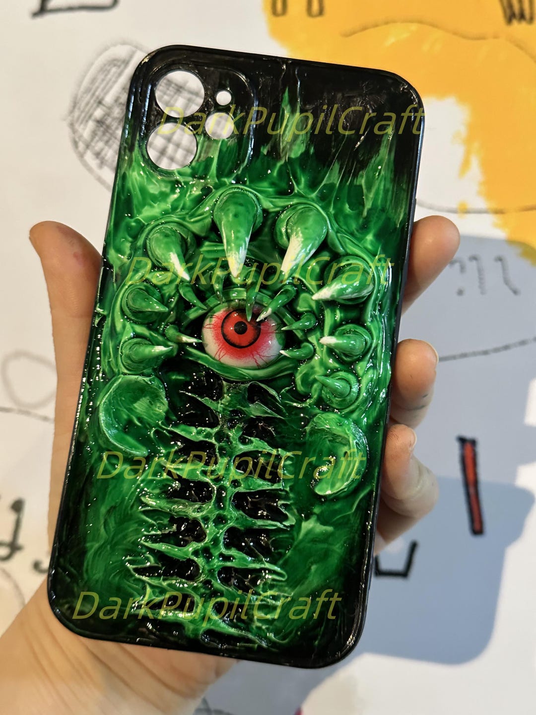 Horroreyeart Creepy Skeleton Alien Phone Case, 16 15 14 12 Mini 11 SE 8 ...