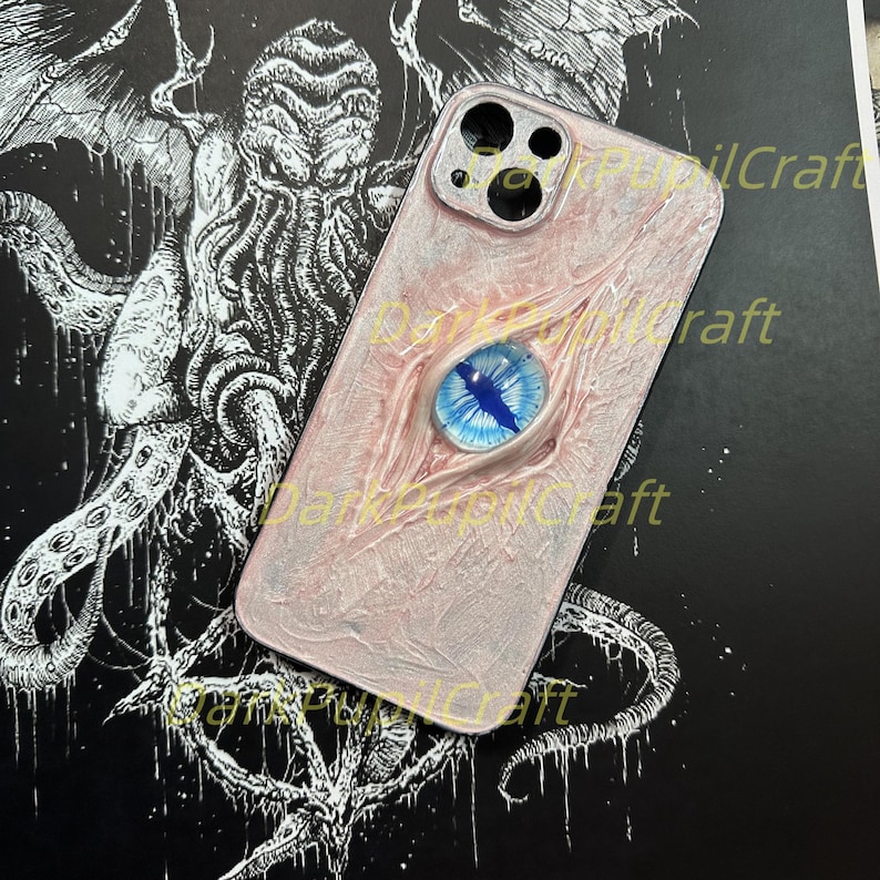 Handmade Gothic Horror Phone Case With 3D Eyeball – Flesh Texture Resin ...