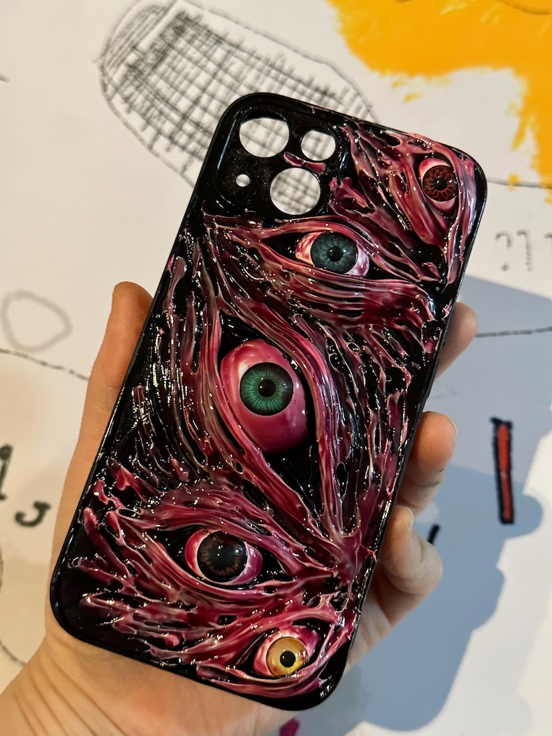 Handmade 3D Veined Texture Gothic Phone Case With Eyeballs, Weird Core ...