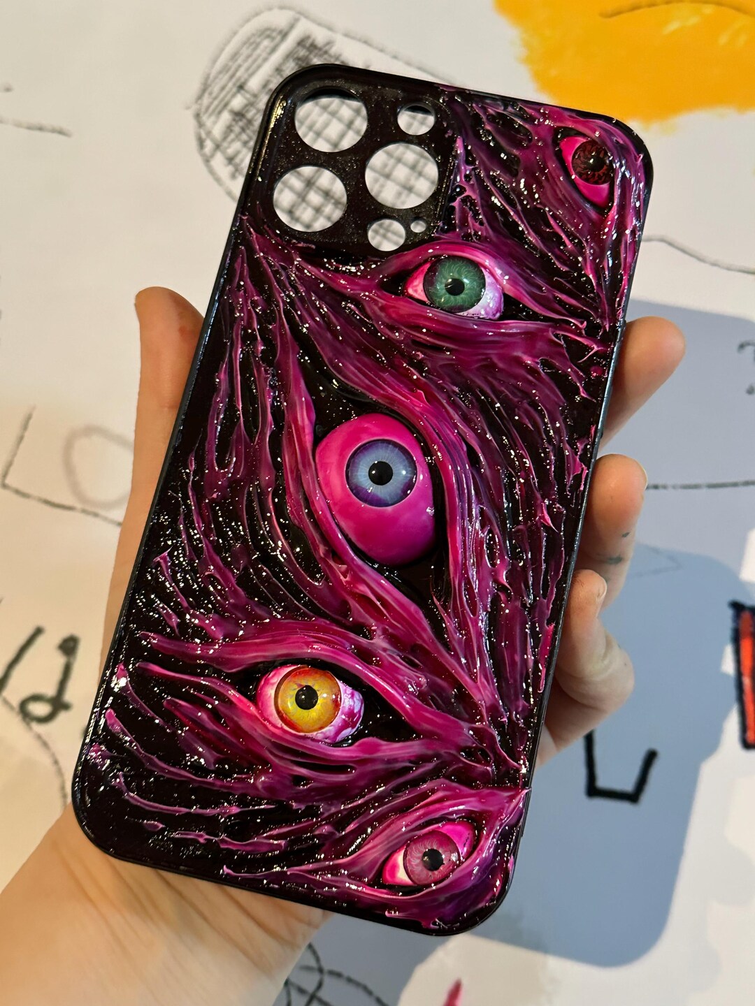 Horroreyeart 3D Colored Pupils Human Eyes Phone Case, 16 15 14 12 Mini ...