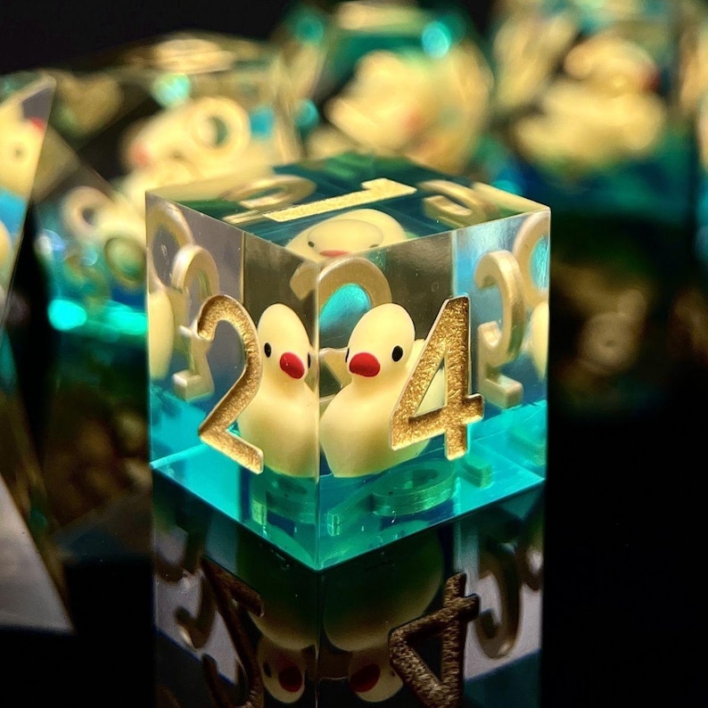 DND Dice Set – Handmade Resin Sharp Edge Duck Dice, Novelty RPG Gift ...