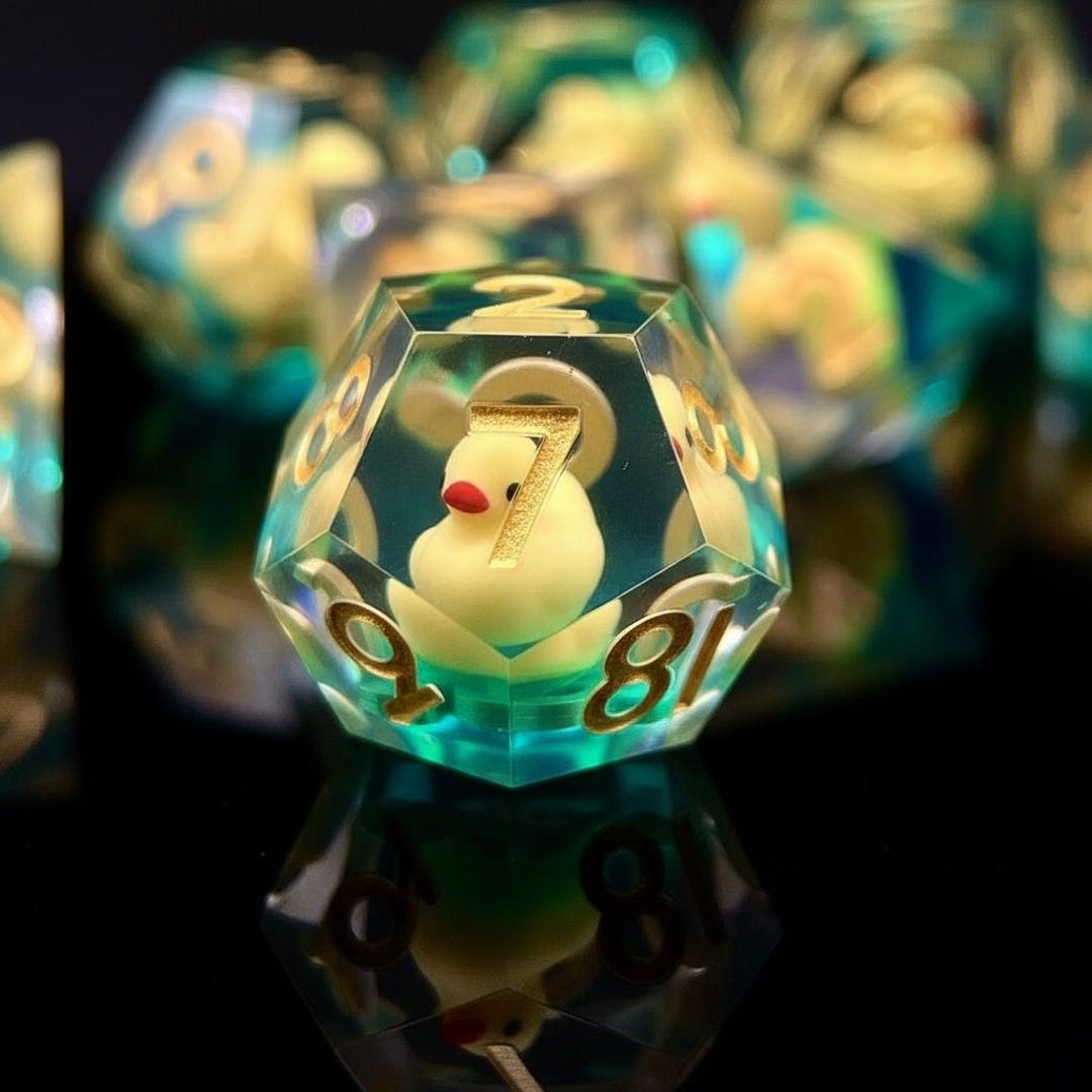 DND Dice Set – Handmade Sharp Edge Resin Polyhedral Dice With Duck ...