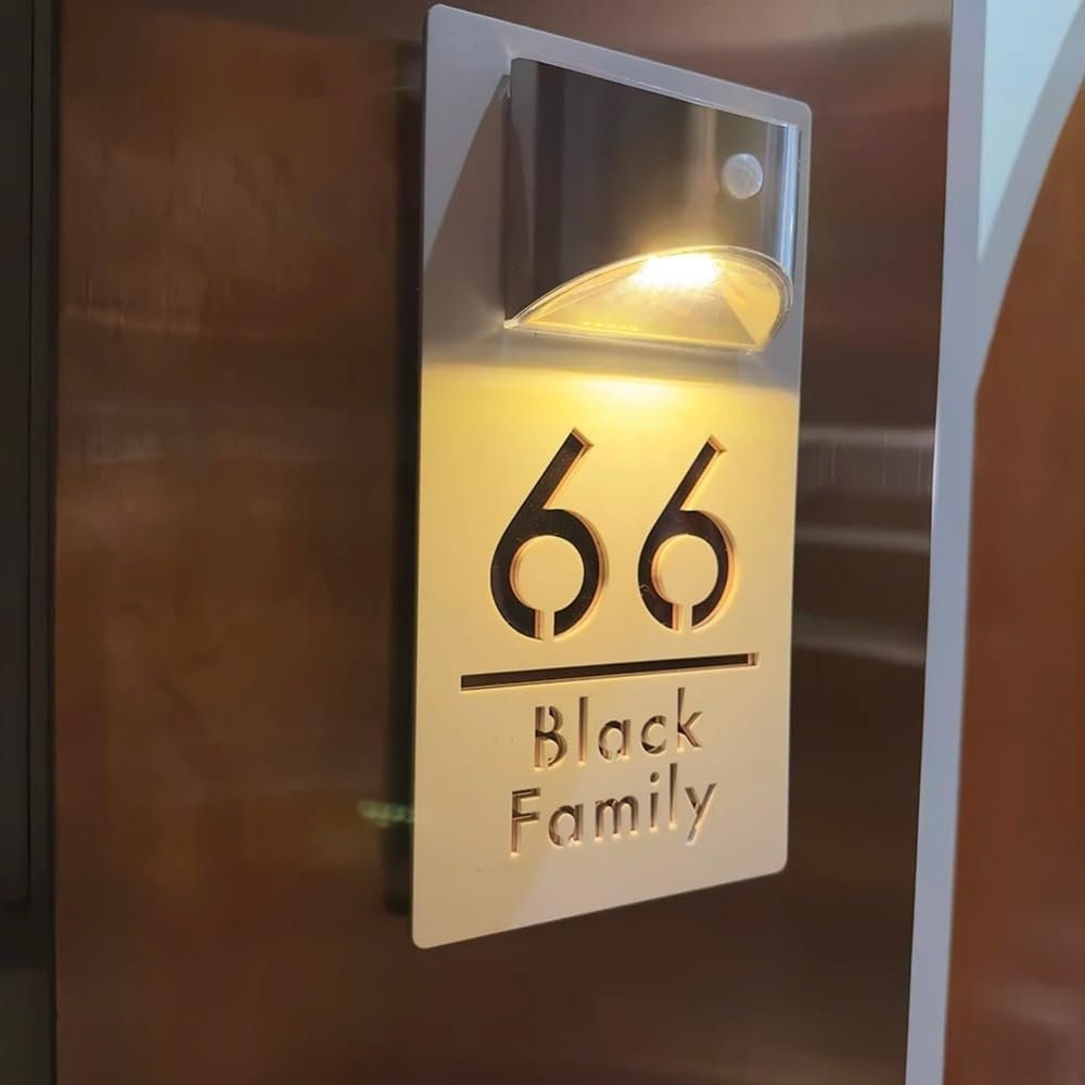 Illuminated Solar Light House Number Plaque for Personalized Door Sign ...