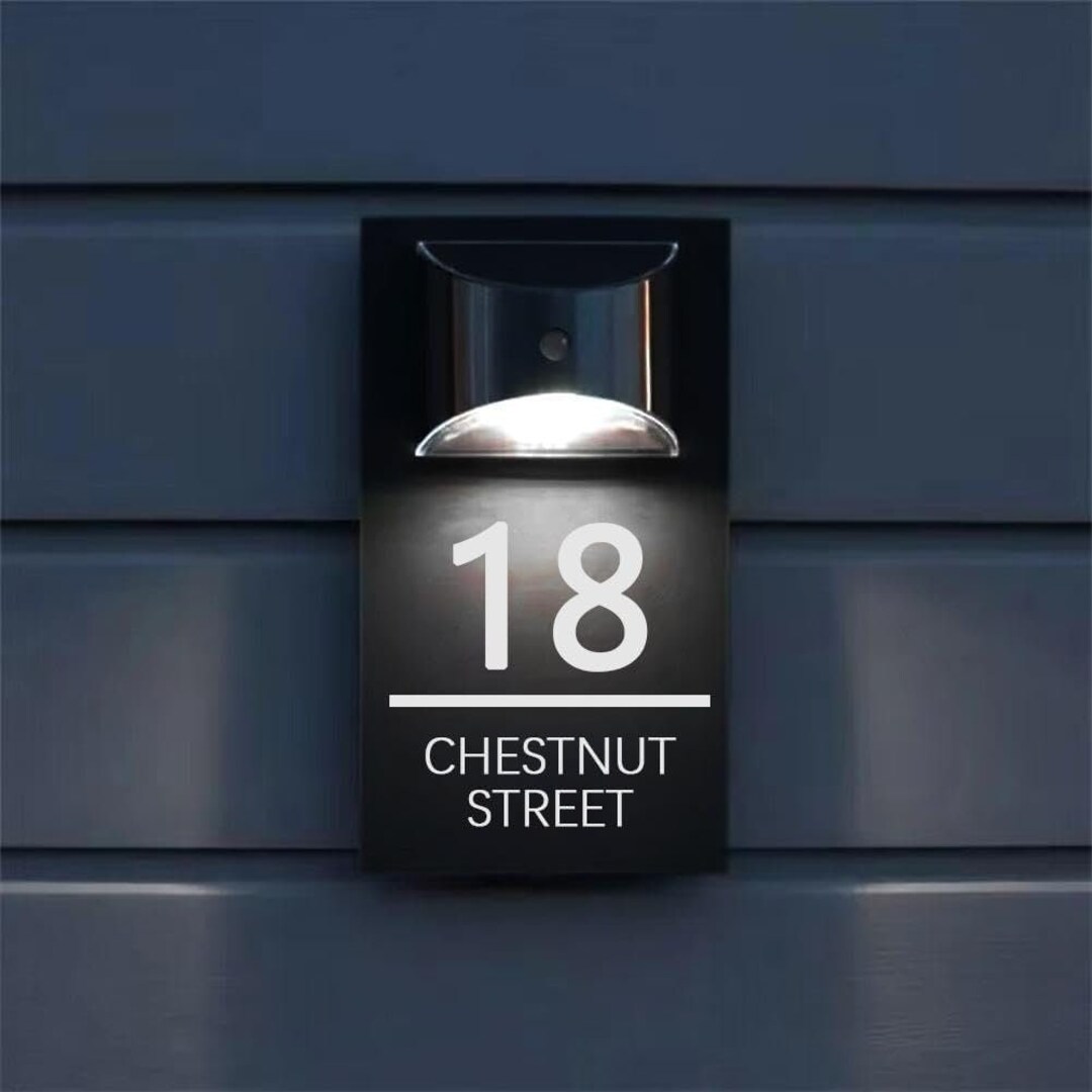 Illuminated Solar Light House Number Plaque for Personalized Door Sign ...