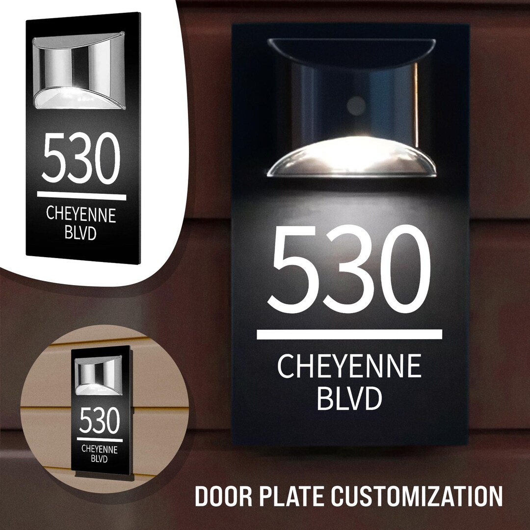 Custom Solar LED Address Sign, Lighted House Number Plaque ...