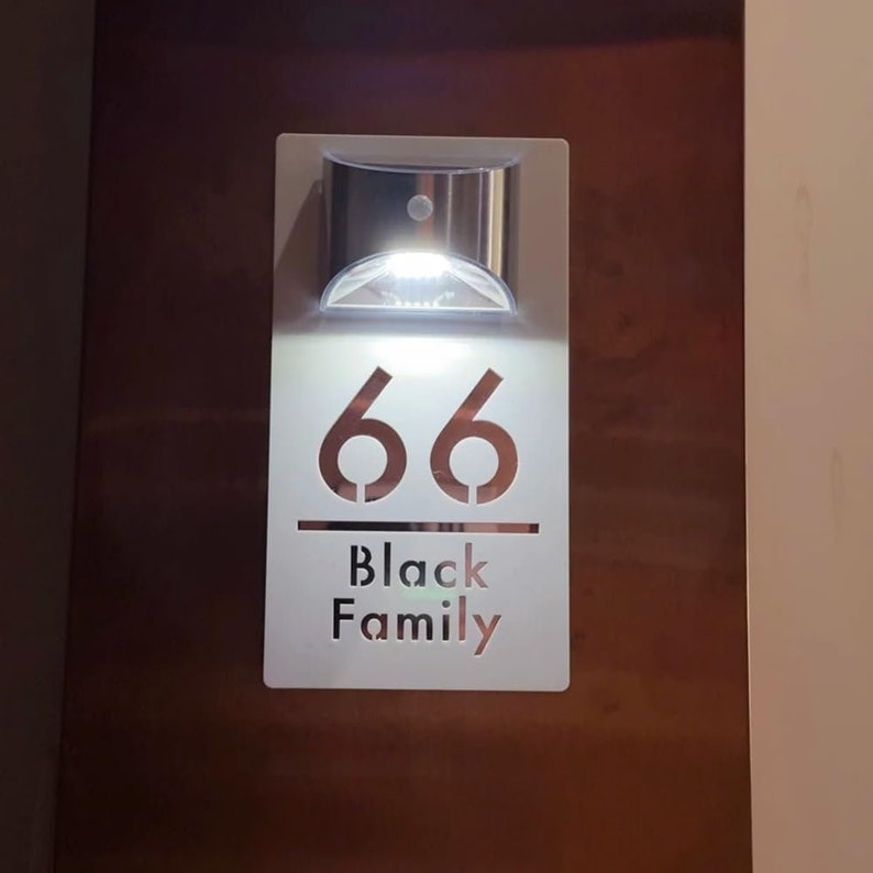 Illuminated Solar Light House Number Plaque for Personalized Door Sign ...