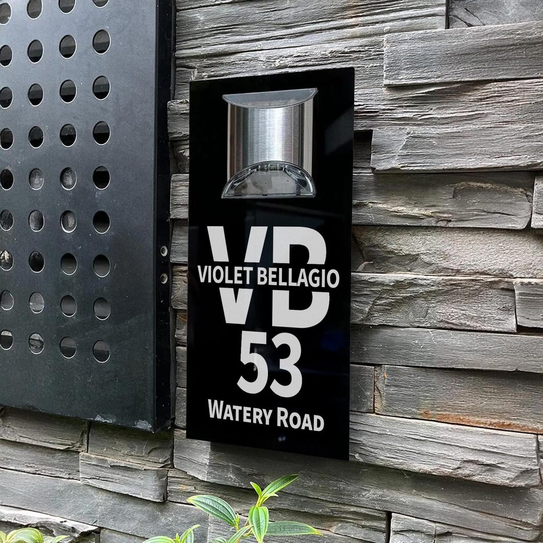 Stunning Black House Sign With Solar Light Acrylic Marble Property ...