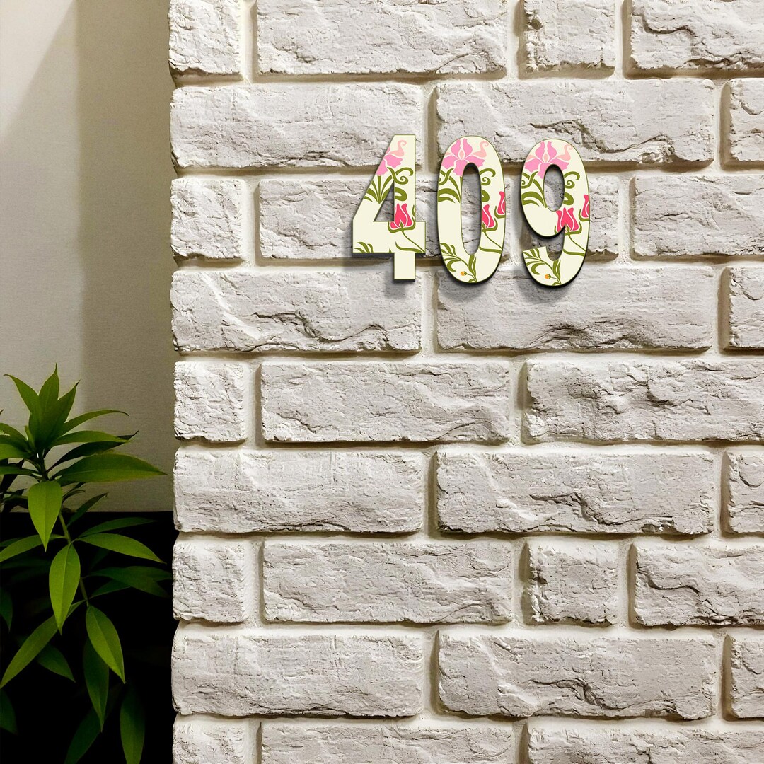 Decorative Acrylic House Number With Floral Pattern, Vintage Street ...