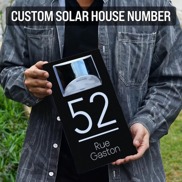 Solar House Number Sign - Etsy